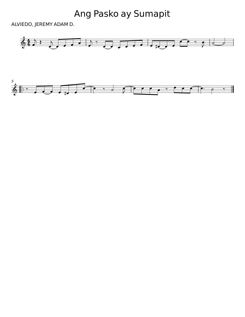 Ang Pasko ay Sumapit Sheet music for Piano (Solo) Easy | Musescore.com