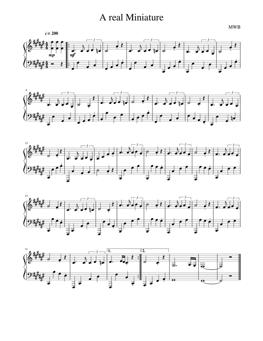 A real Miniature Sheet music for Piano (Solo) | Musescore.com