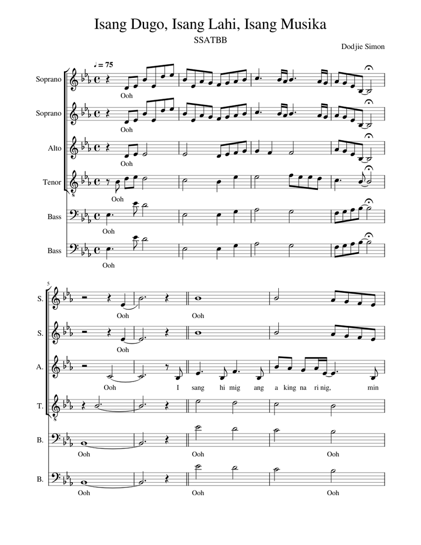 Isang Dugo, Isang Lahi, Isang Musika Sheet music for Soprano, Alto ...