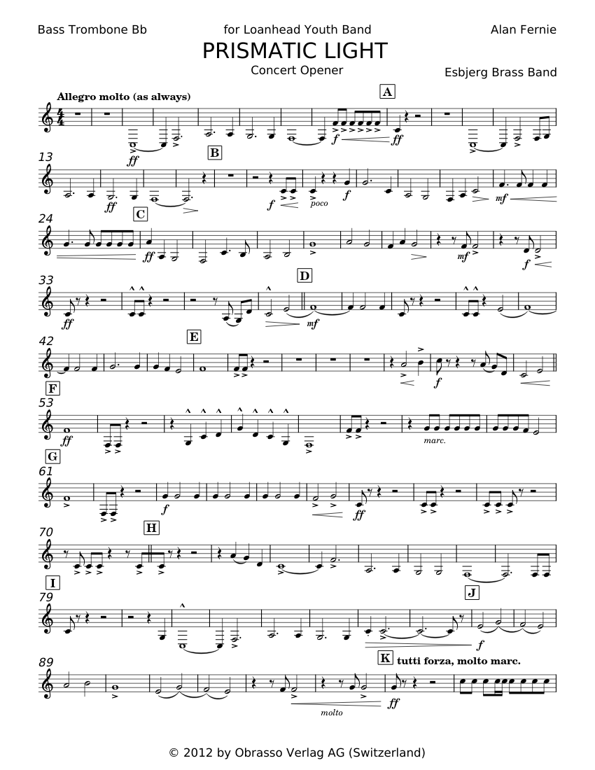 PRISMATIC LIGHT – Alan Fernie Sheet Music for Trombone bass (Solo) | MuseScore.com