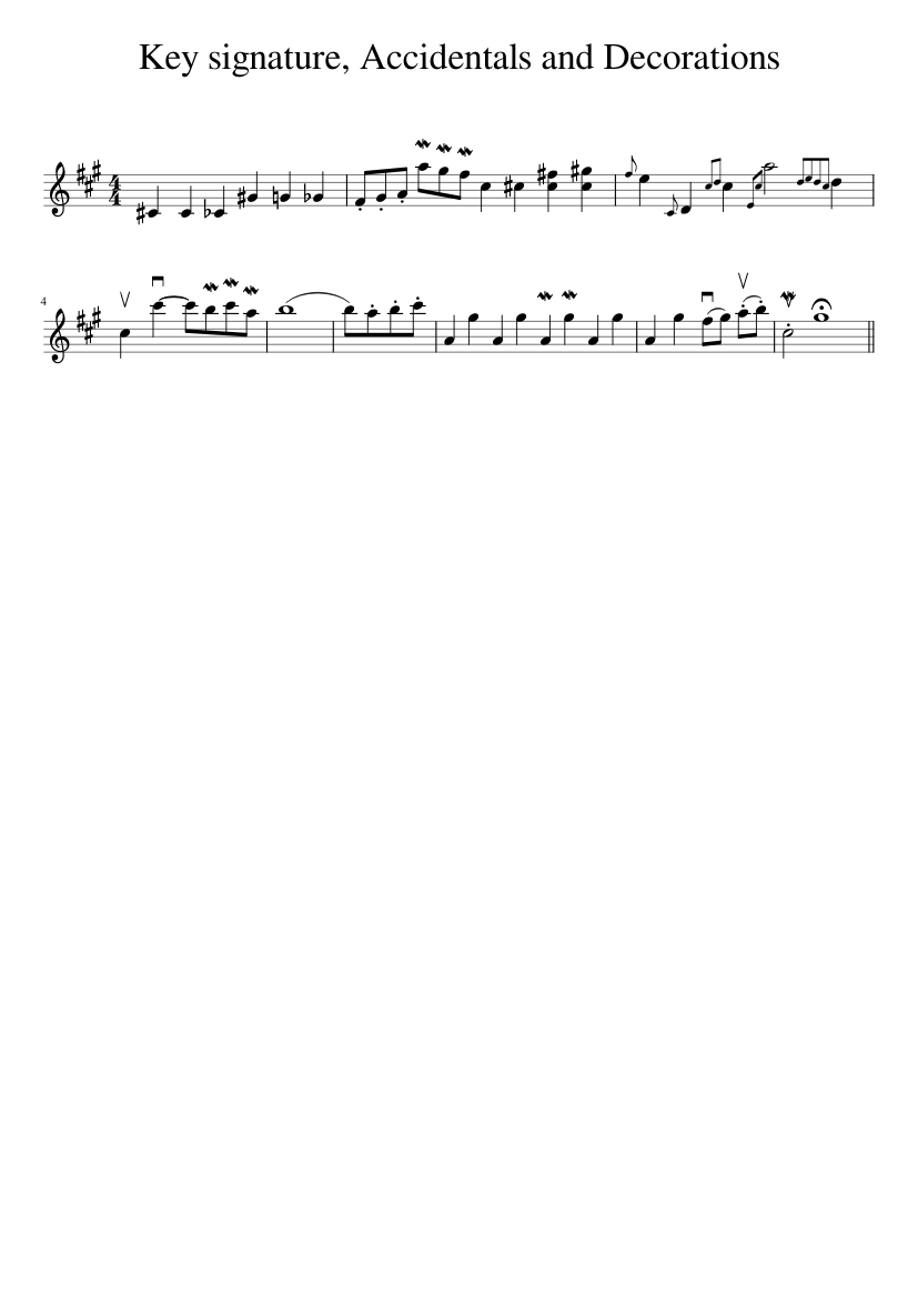 Key signature, Accidentals and Decorations Sheet music for Piano (Solo ...