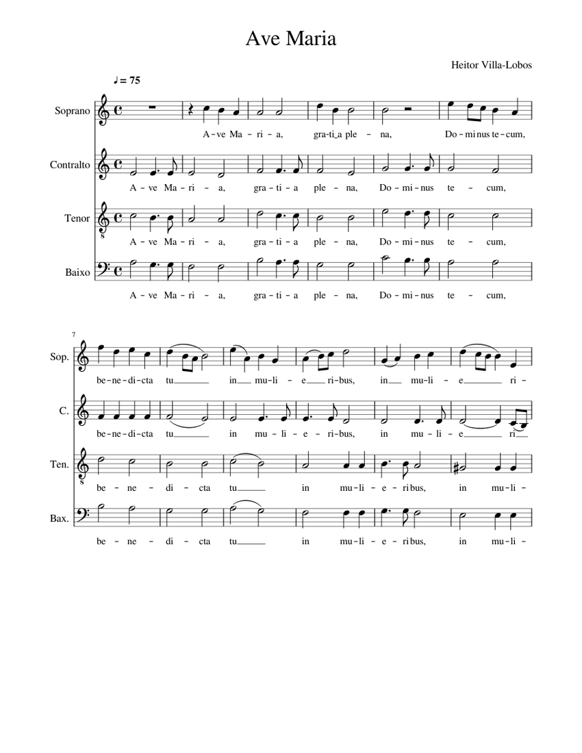 Ave Maria Sheet music for Soprano, Alto, Tenor, Bass voice (Choral ...
