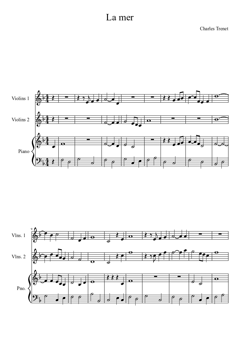 La mer Sheet music for Piano (Solo) | Musescore.com