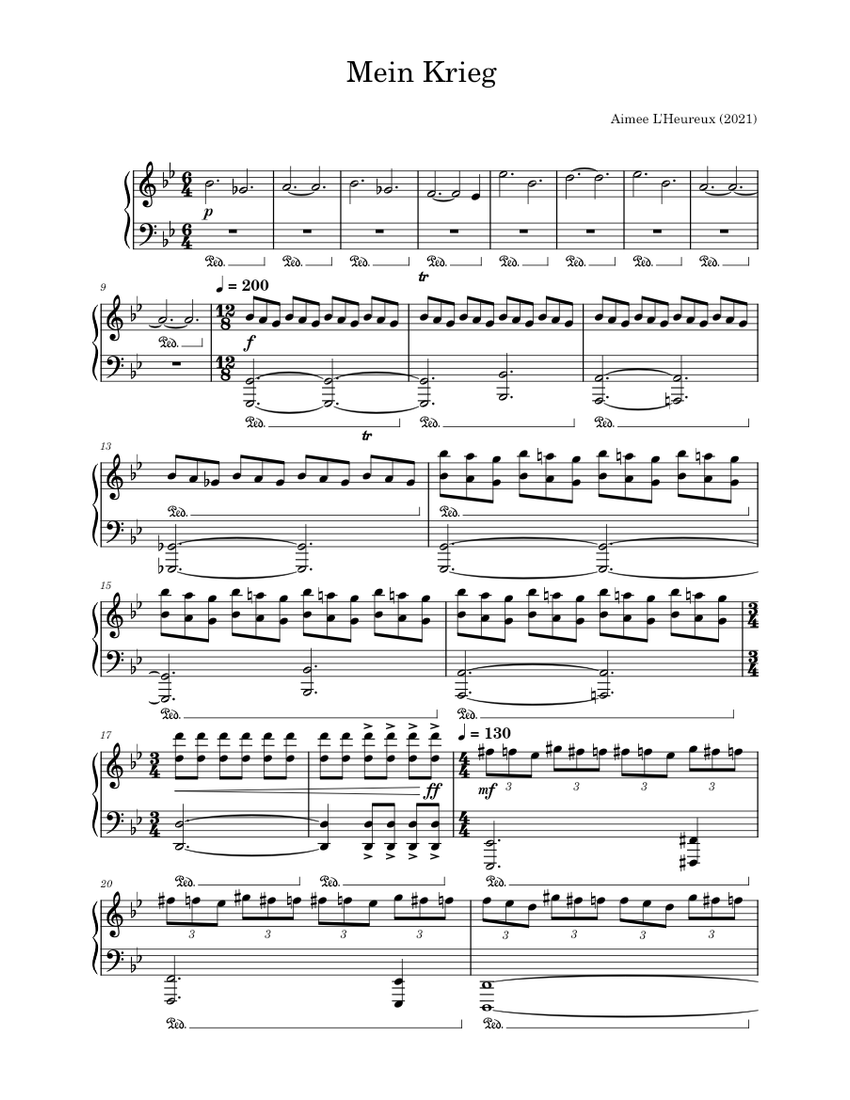 Mein Krieg Sheet music for Piano (Solo) | Musescore.com