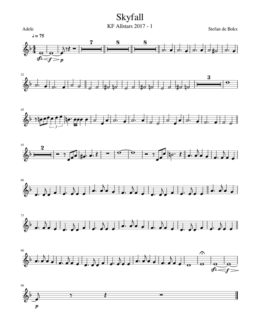 Skyfall Sheet music for Trumpet in b-flat (Solo) | Musescore.com