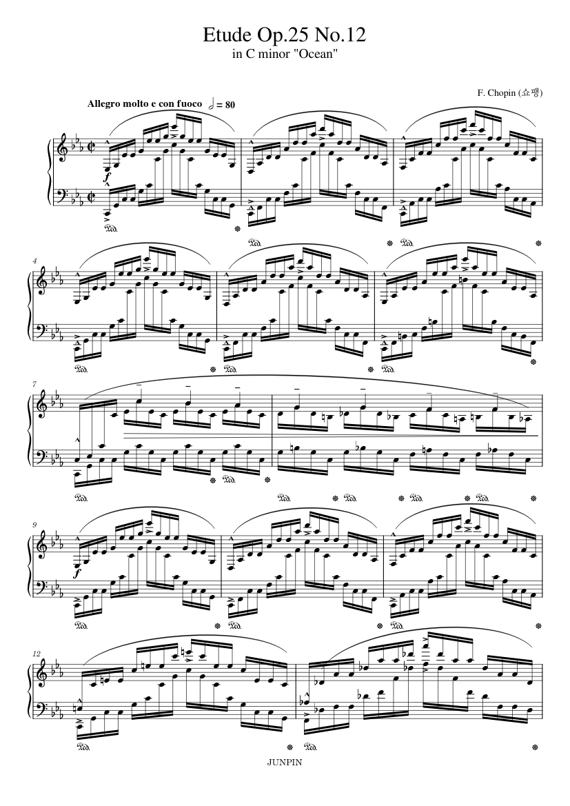 Etude Op.25 No.12 in C minor "Ocean" - F. Chopin Sheet Music for Piano (Solo) | MuseScore.com