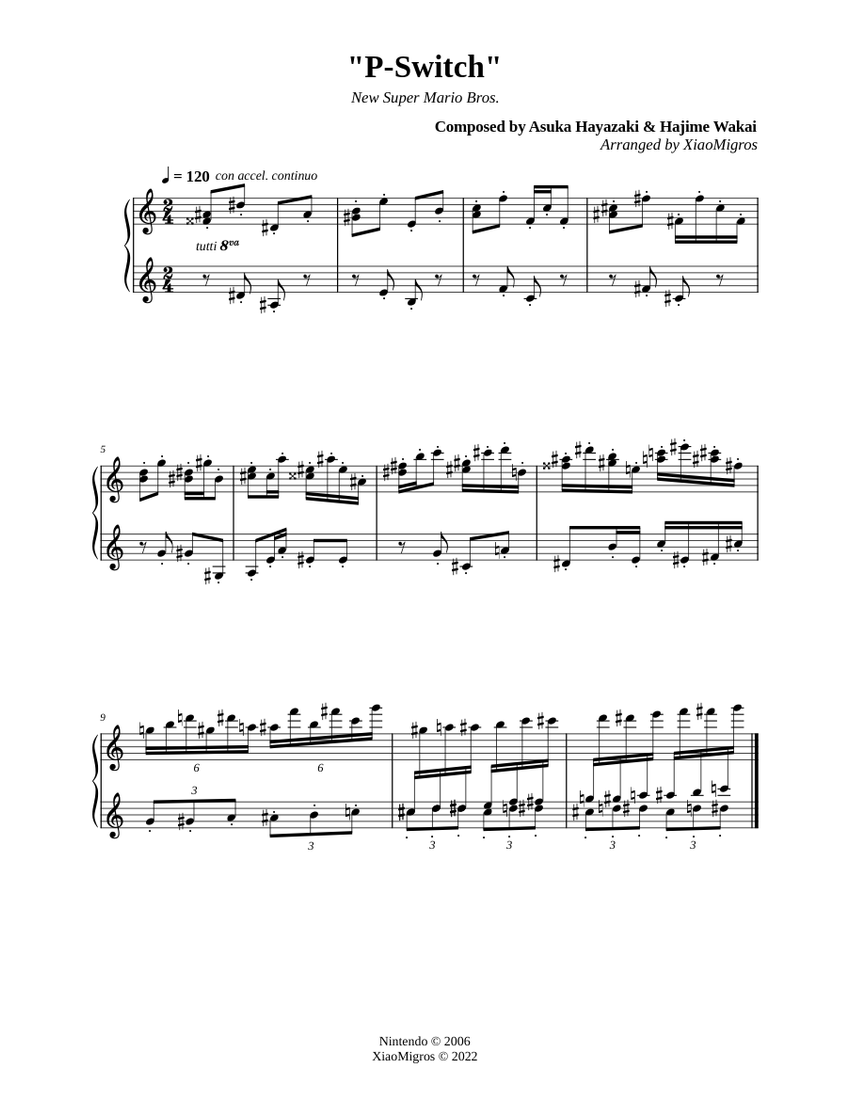 P-Switch - New Super Mario Bros. Sheet music for Piano (Solo ...
