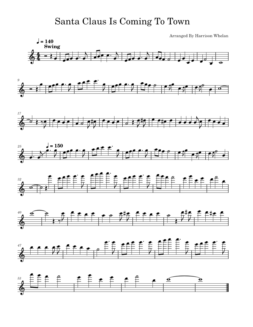 Santa Claus Is Coming To Town Sheet music for Flute (Solo) | Musescore.com