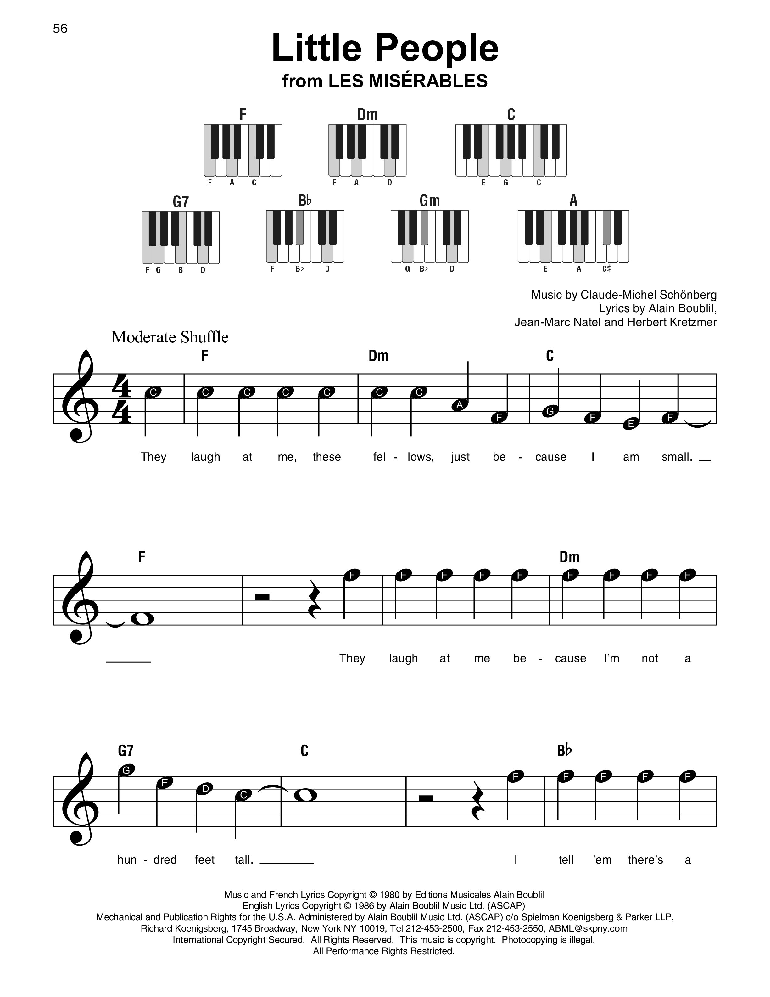 Play Official version of Little People Sheet Music by Alain Boublil and ...