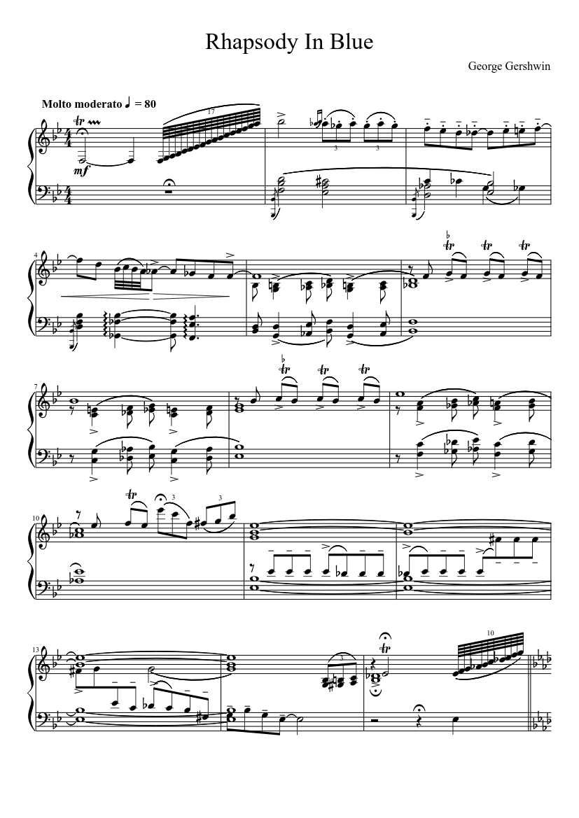 Rhapsody in Blue Sheet music for Piano (Solo) | Musescore.com