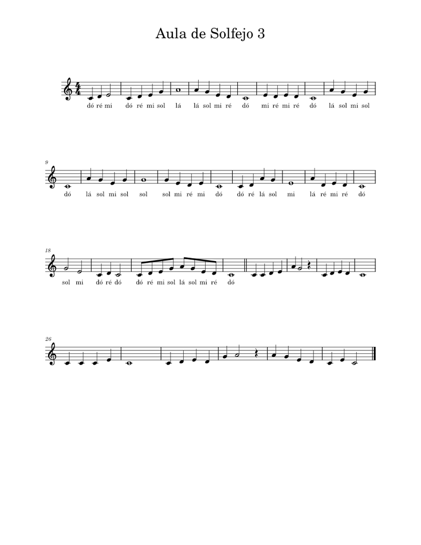 Aula de Solfejo 3 Sheet music for Piano (Solo) Easy | Musescore.com