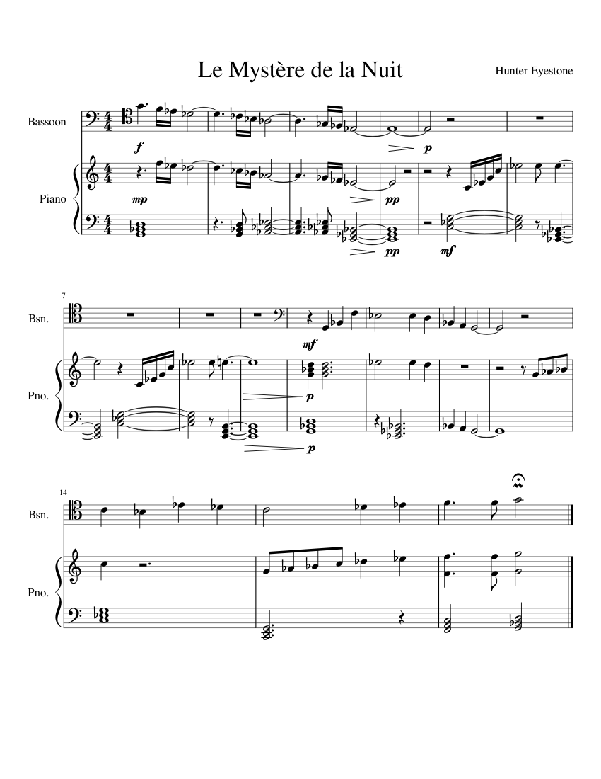 Bassoon_Solo Sheet music for Piano, Bassoon (Solo) | Musescore.com