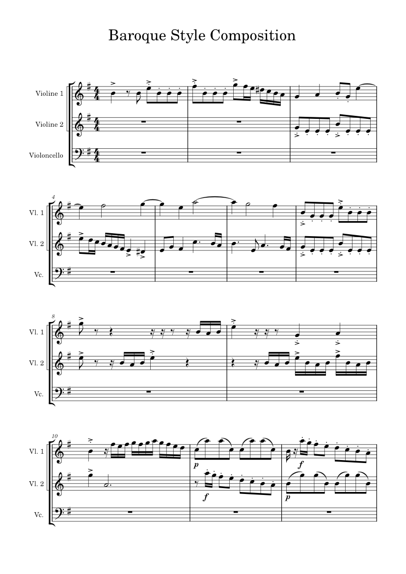 Baroque Style Trio Sonata for Strings Sheet music for Violin, Cello ...