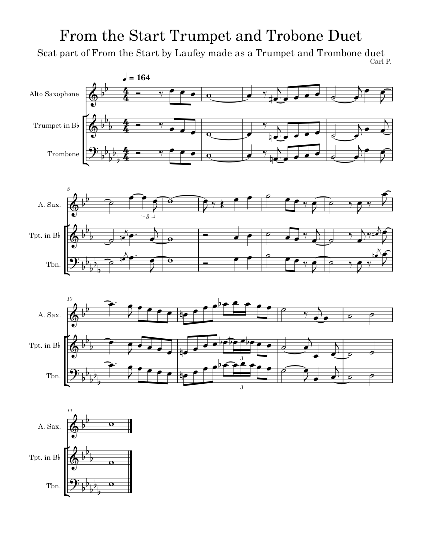 From The Start – Laufey From the Start Trumpet, Trombone, and Alto Trio ...