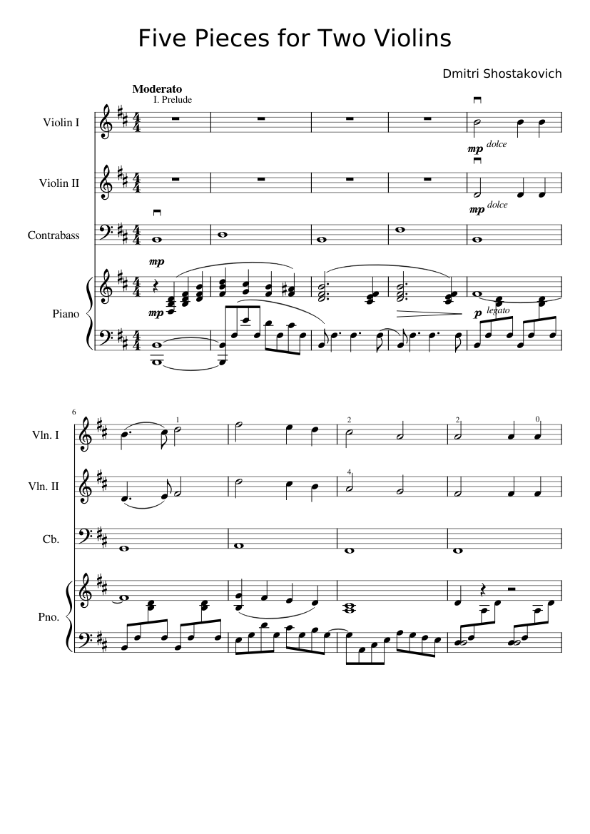 5 Pieces for 2 Violins and Piano – Dmitri Shostakovich Shostakovich 5 Pieces for Two Violins ...