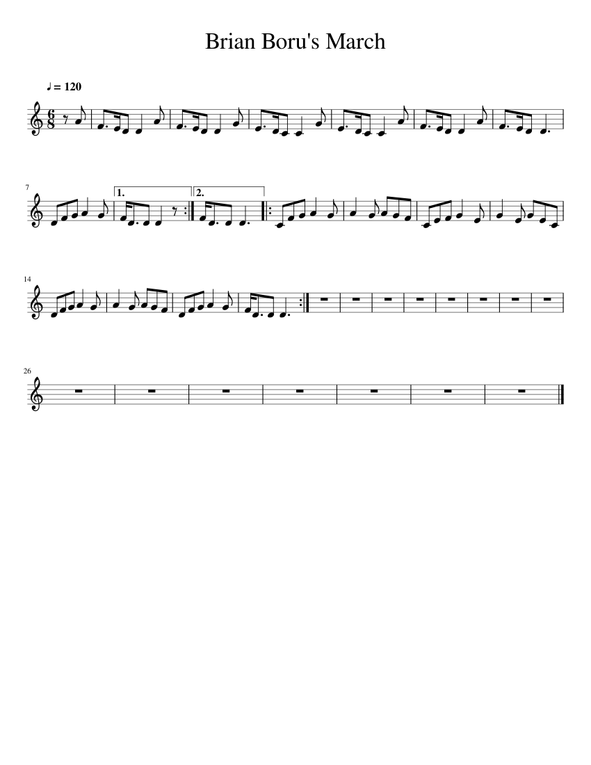 Brian Boru's March Sheet music for Flute (Solo) | Musescore.com