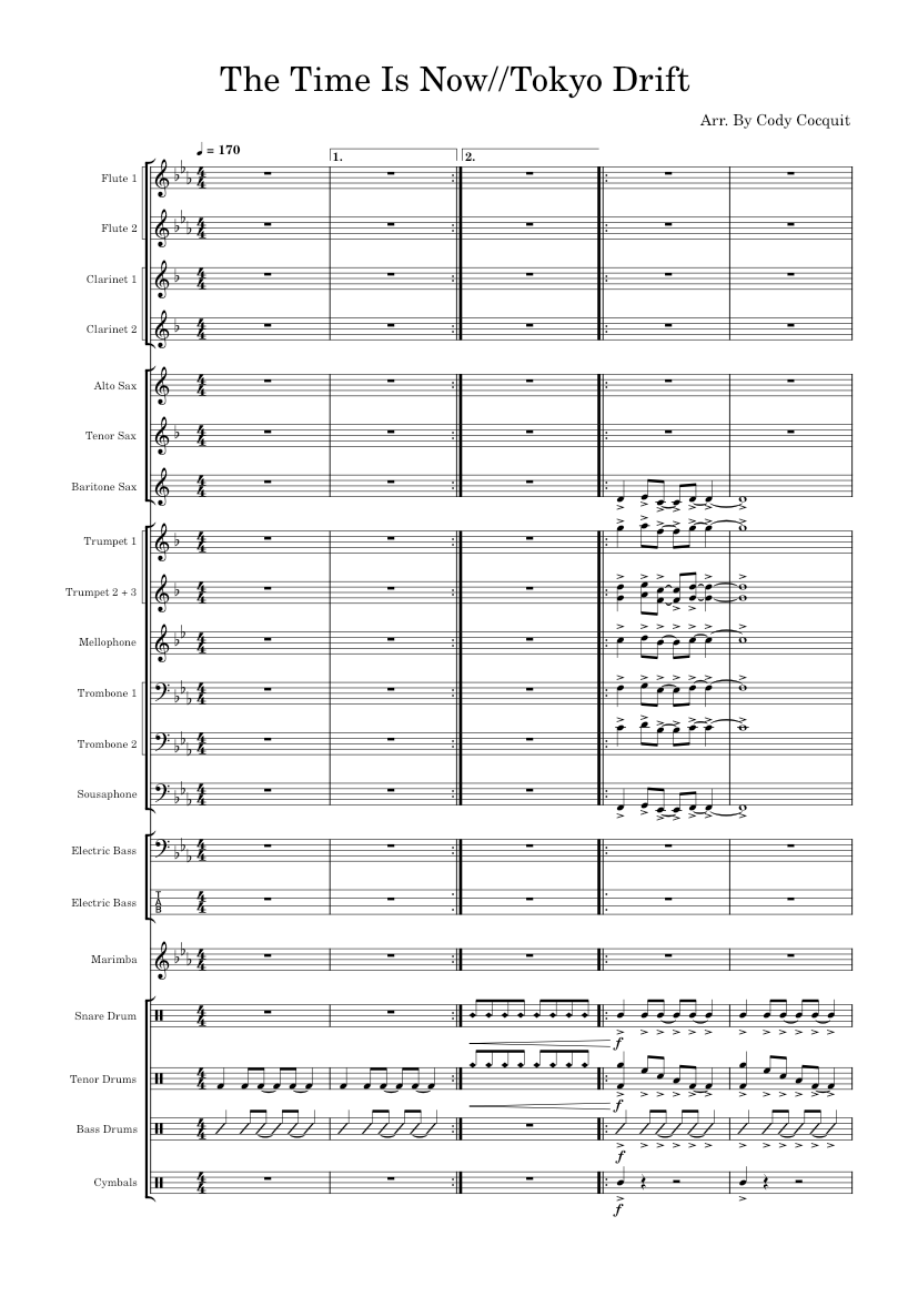 Tokyo drift – Teriyaki Boyz Sheet Music and Tab for Trombone, Tuba ...