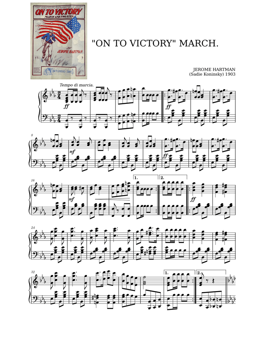 On To Victory by Sadie Koninsky (1903) Sheet music for Piano (Solo ...