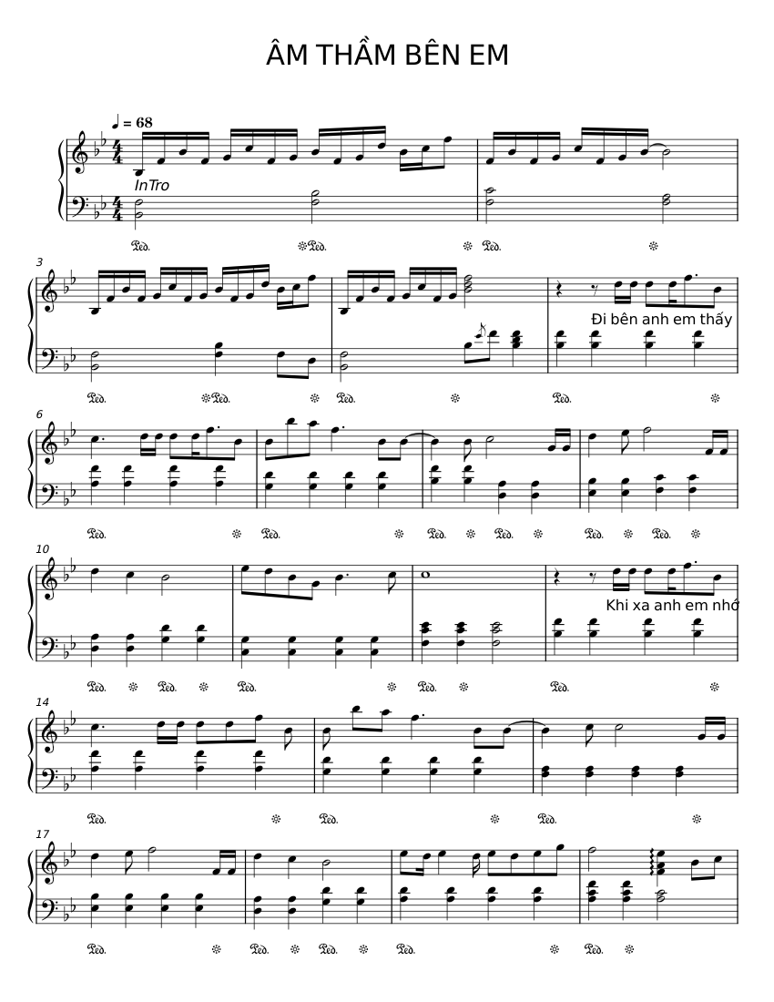 ÂM THẦM BÊN EM Sheet Music for Piano (Solo) Easy | MuseScore.com
