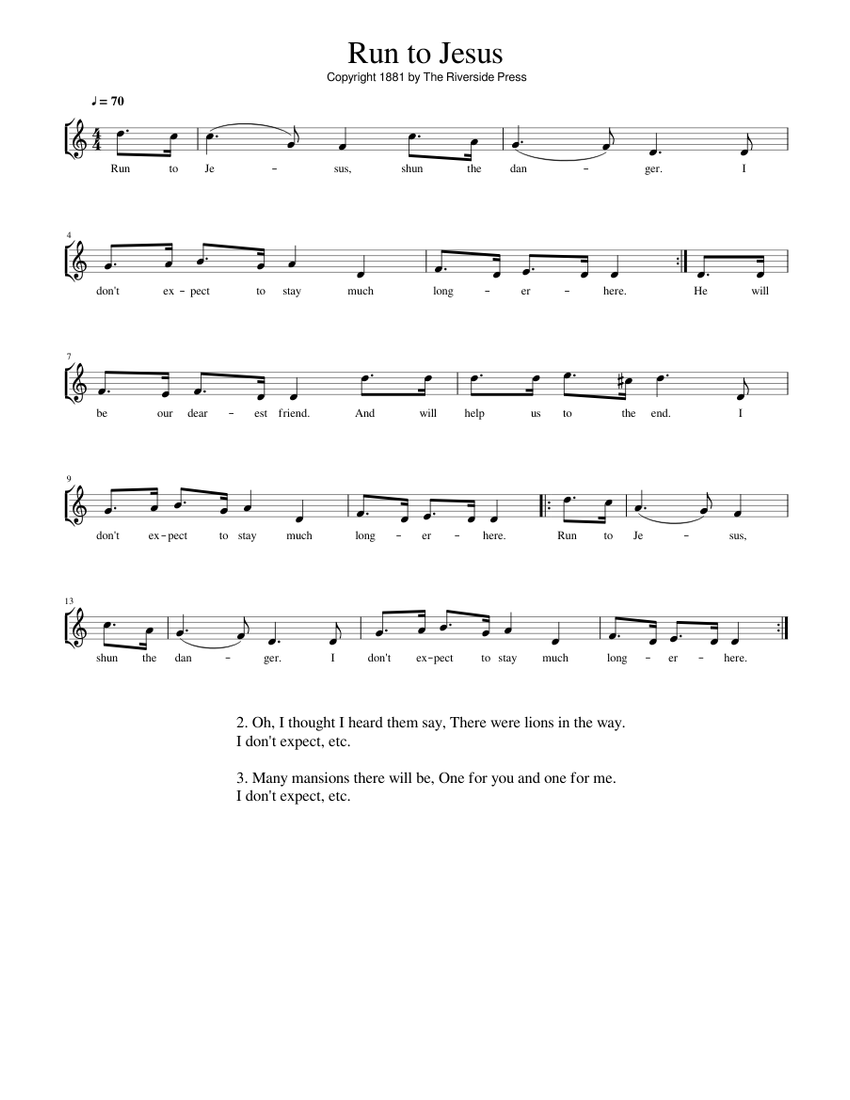 69 Run to Jesus Sheet music for Soprano (SATB) | Musescore.com