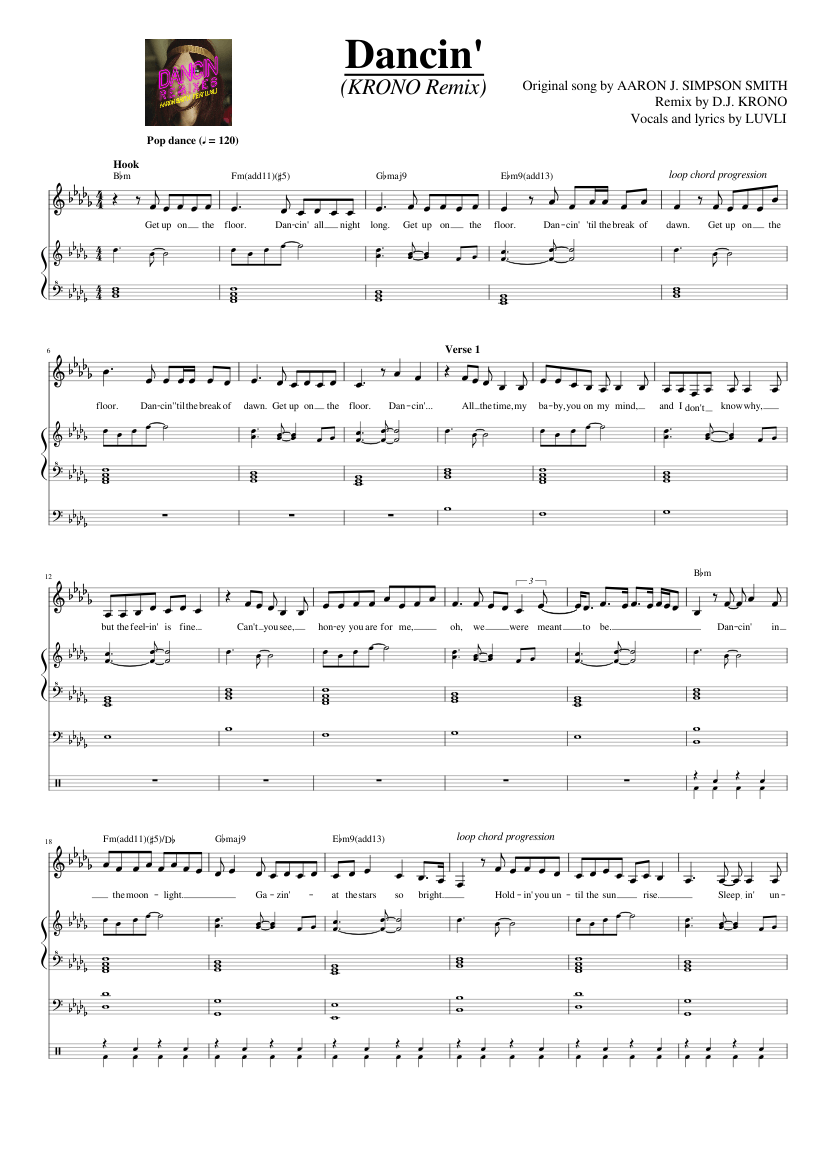Dancin' (KRONO Remix) - Aaron Smith, KRONO Sheet Music with Chords for ...