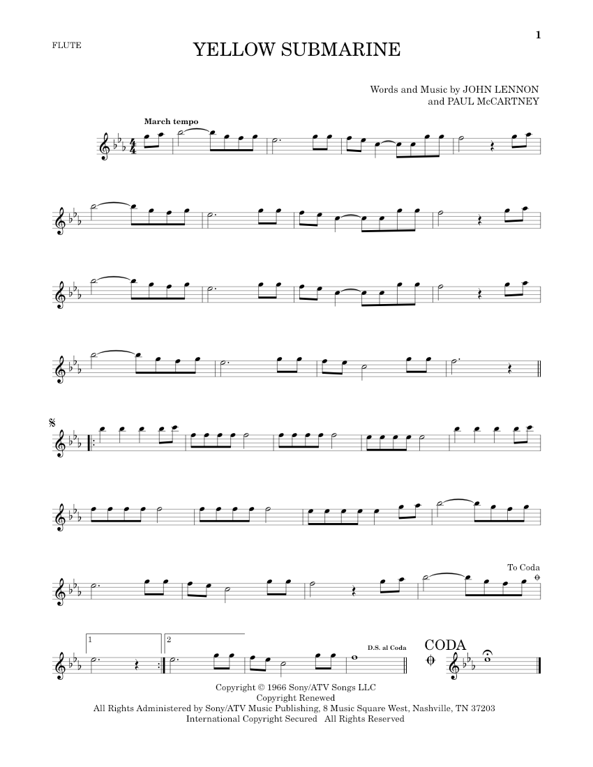 Play Official version of Yellow submarine Sheet Music by The Beatles ...