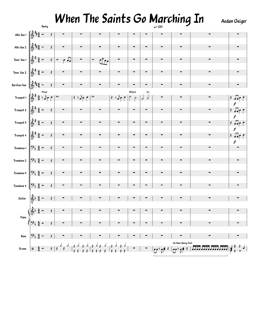 When The Saints Go Marching In Sheet music for Piano, Trombone ...
