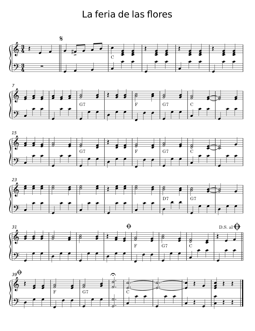 La feria de las flores Sheet music for Piano (Solo) Easy | Musescore.com