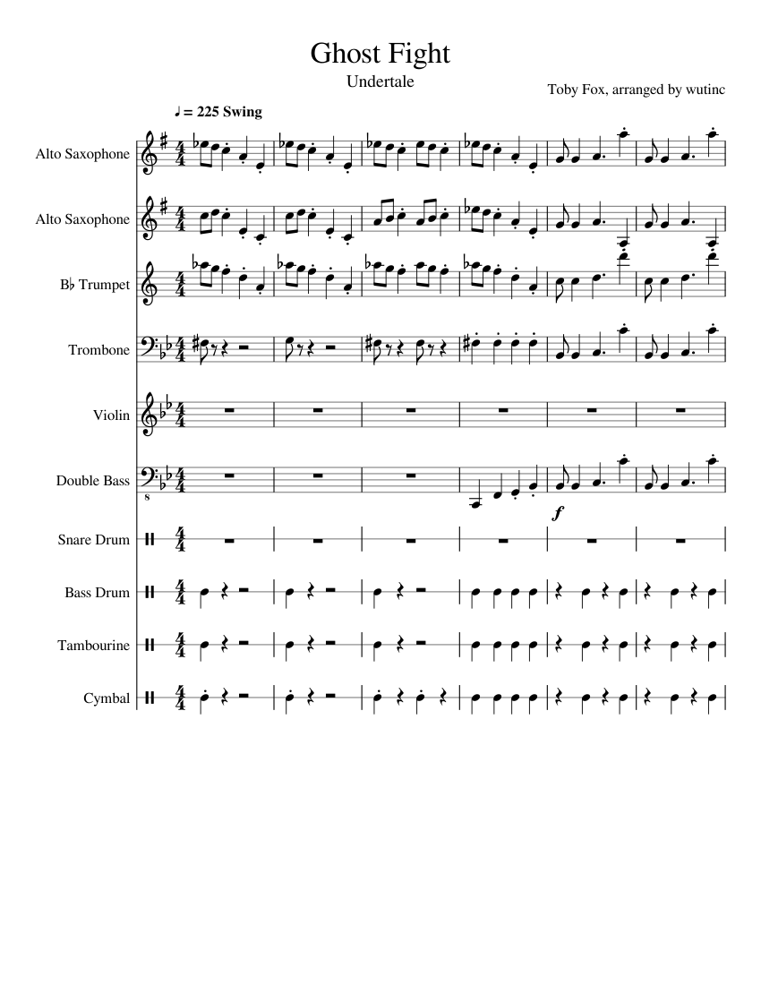 Ghost Fight - Undertale Sheet music for Trumpet (In B Flat), Violin ...