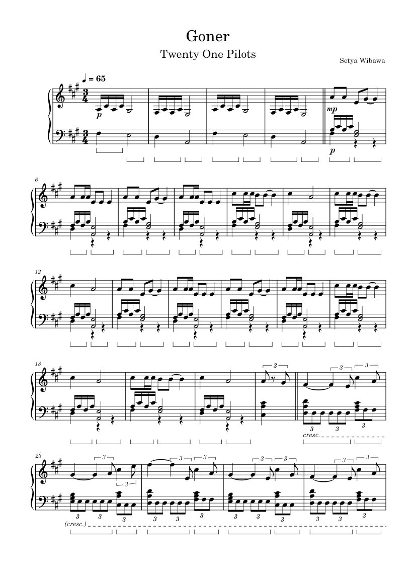 Goner - Piano Cover Sheet music for Piano (Solo) | Musescore.com