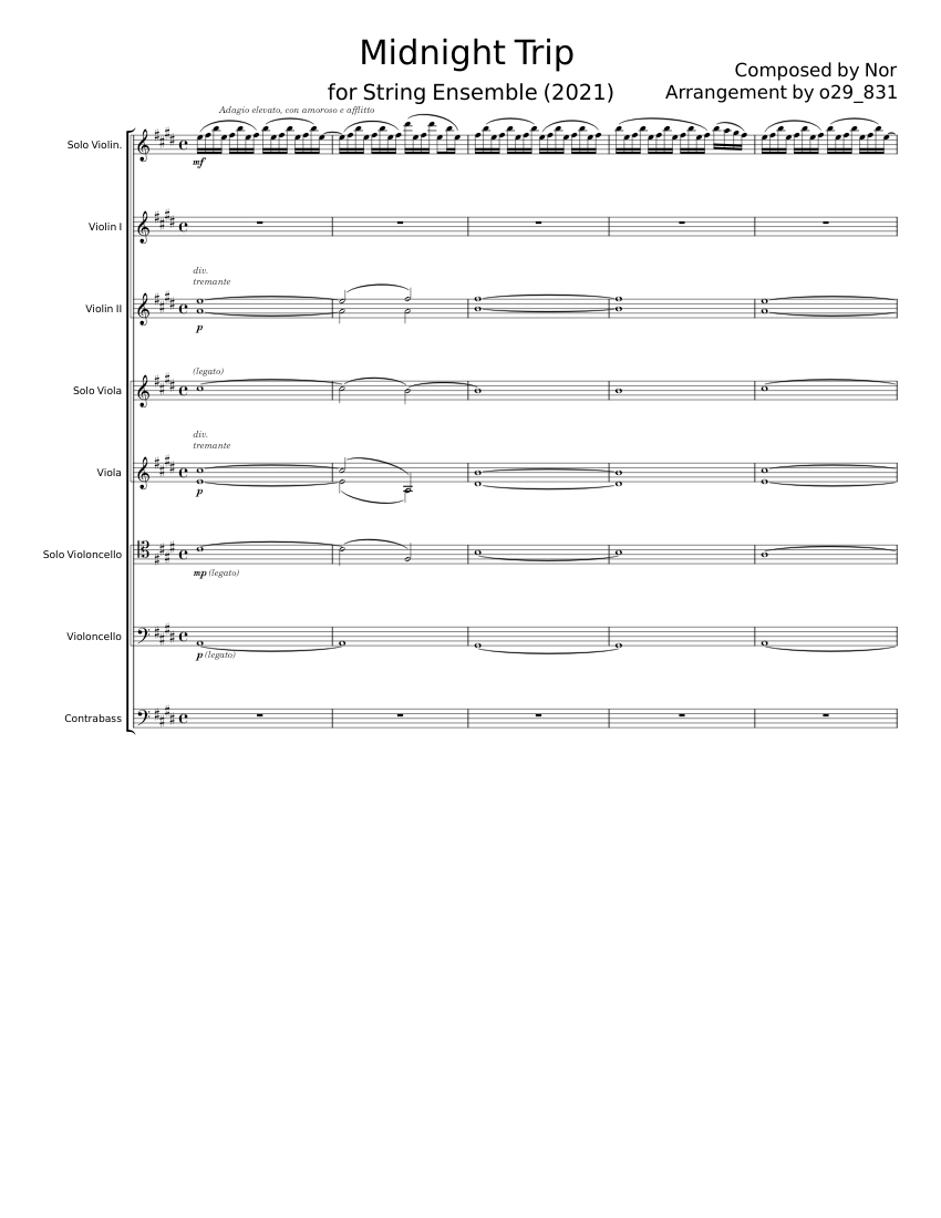 Midnight Trip - Nor Sheet music for Violin, Viola, Cello, Woodwinds ...
