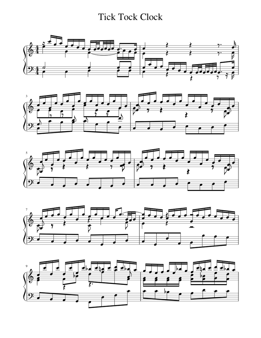 Tick Tock Clock Sheet music for Harpsichord (Solo) | Musescore.com