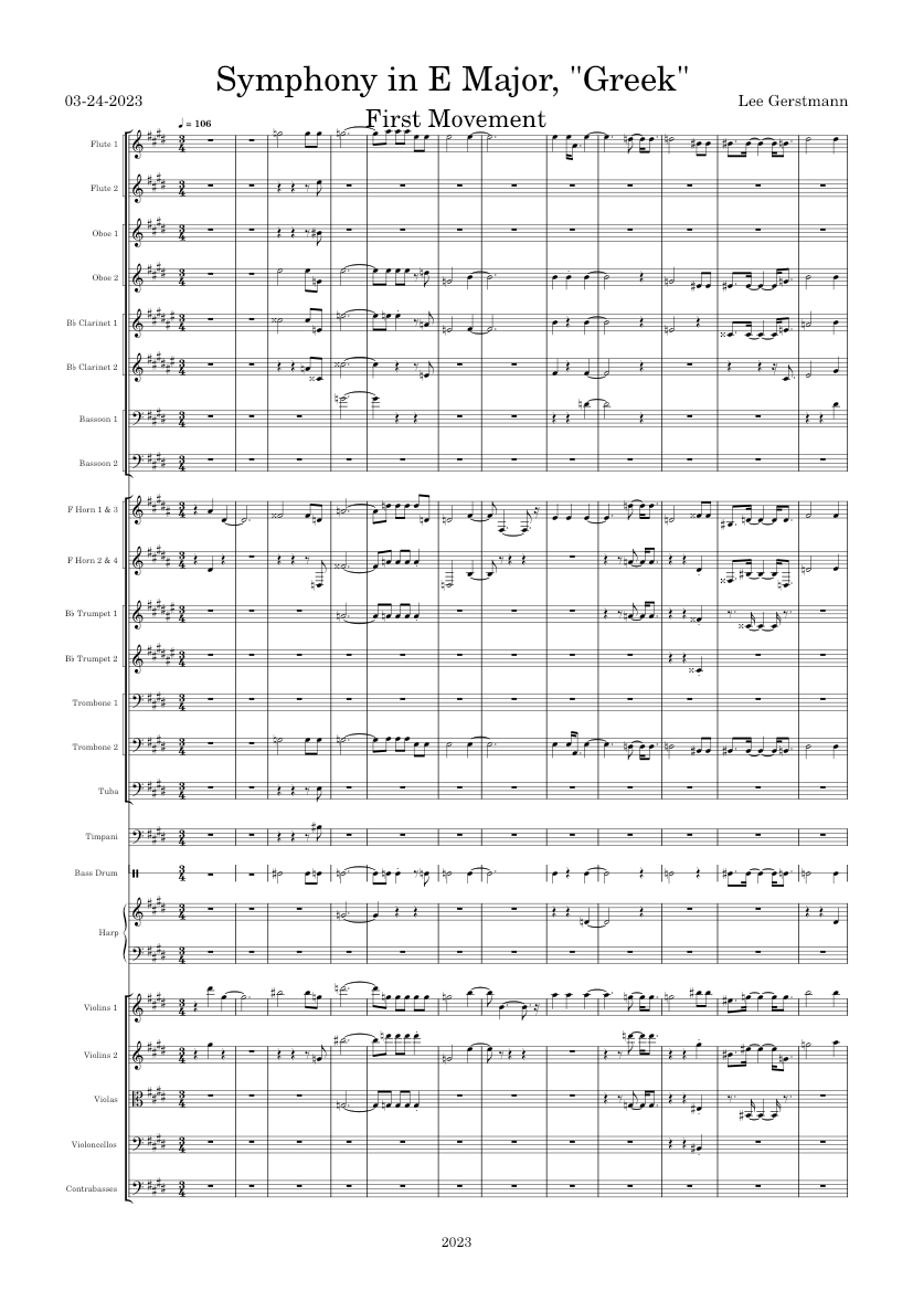 Symphony in E Major, Greek 1 Sheet music for Trombone, Tuba, Flute ...