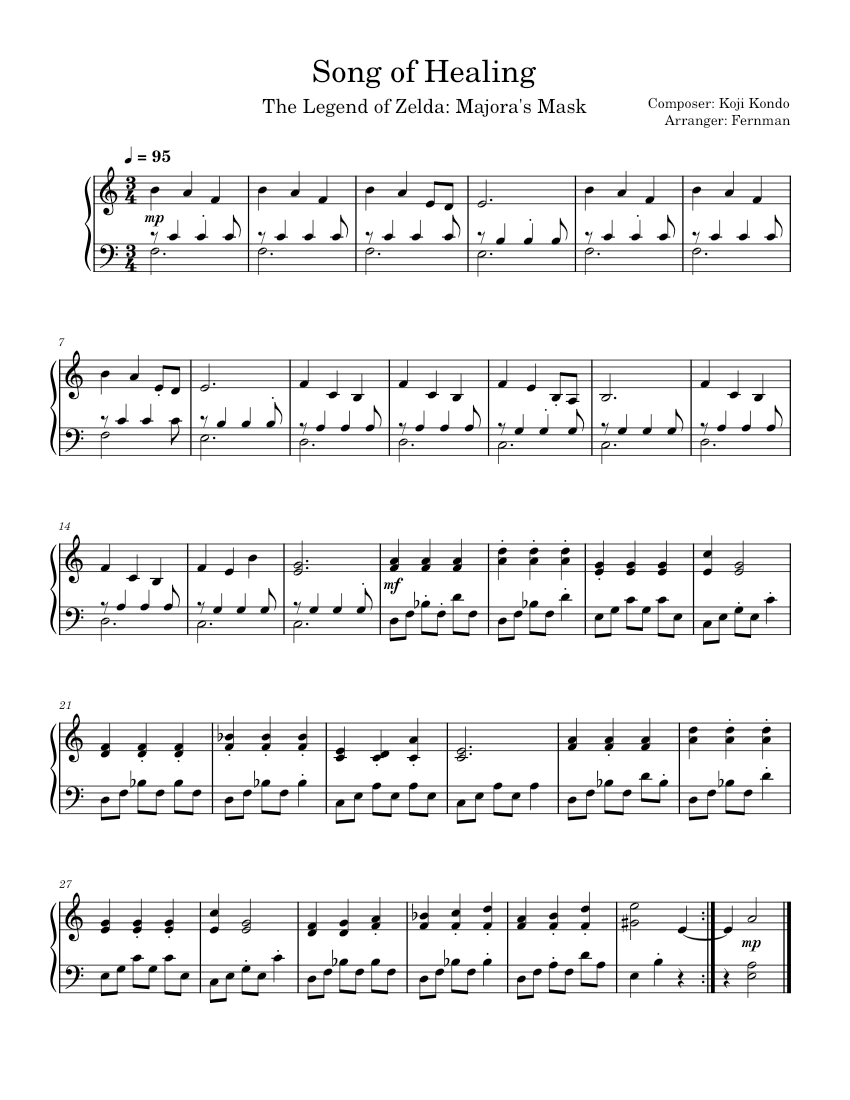 Song of Healing – Koji Kondo Song of Healing EASY - Majora's Mask - The ...
