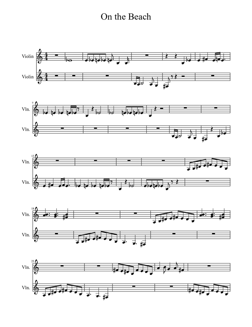 On the Beach Sheet music for Violin (String Duet) | Musescore.com