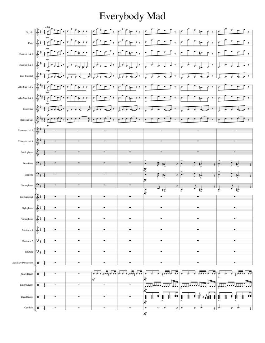 Everybody Mad Sheet music for Trombone, Tuba, Flute piccolo, Flute ...