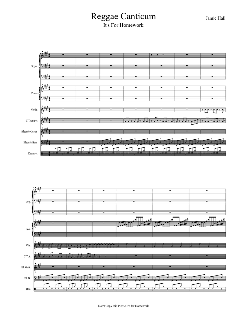 Reggae Canticum Sheet music for Piano, Organ, Violin, Trumpet other ...