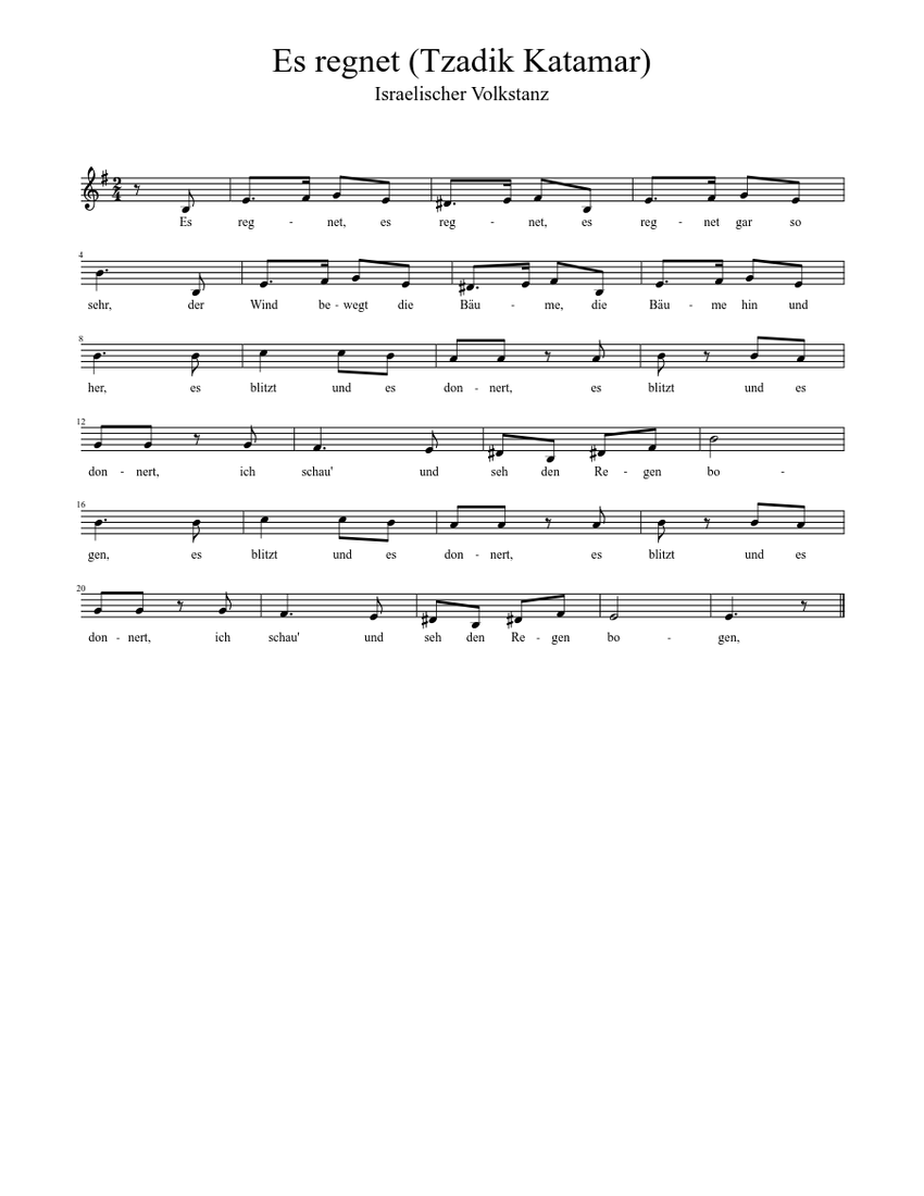 Es regnet (Tzadik Katamar) Sheet music for Violin (Solo) | Musescore.com