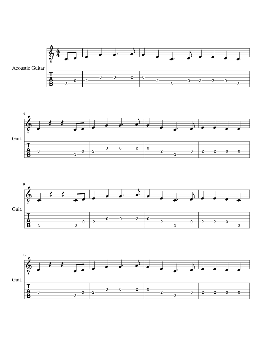 Oh! Susanna - EASY GUITAR TABS AND STAFF NOTATION FOR BEGINNERS Sheet ...