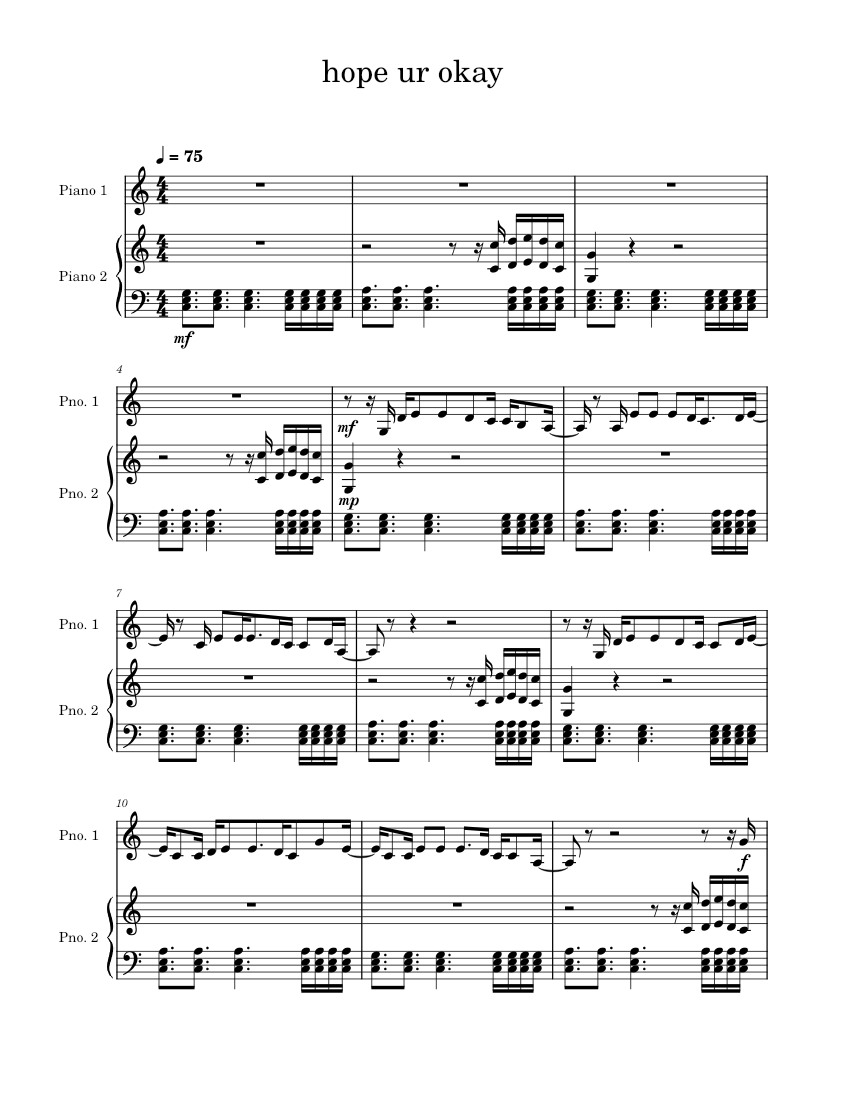 hope ur ok – Olivia Rodrigo Sheet Music for Piano (Solo) | MuseScore.com