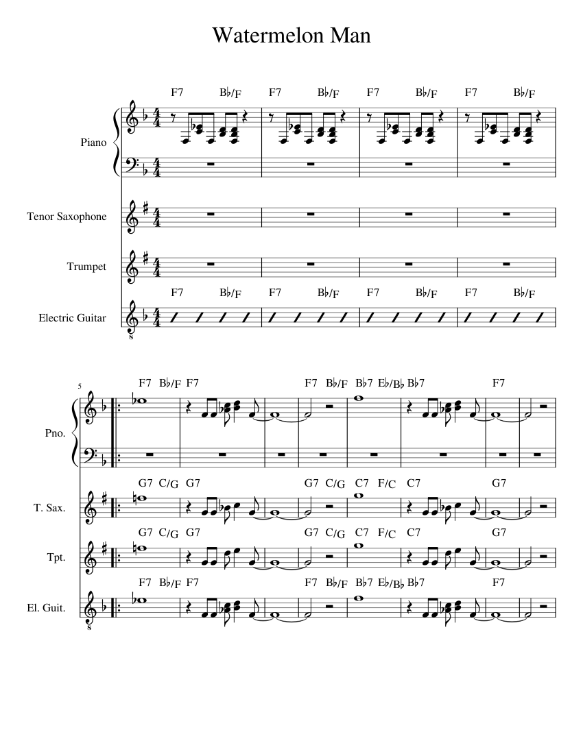 Watermelon man – Herbie Hancock Sheet music for Piano, Saxophone tenor ...