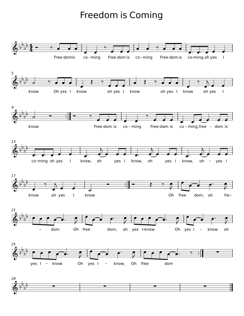 Freedom is Coming Sheet music for Synthesizer (Solo) | Musescore.com