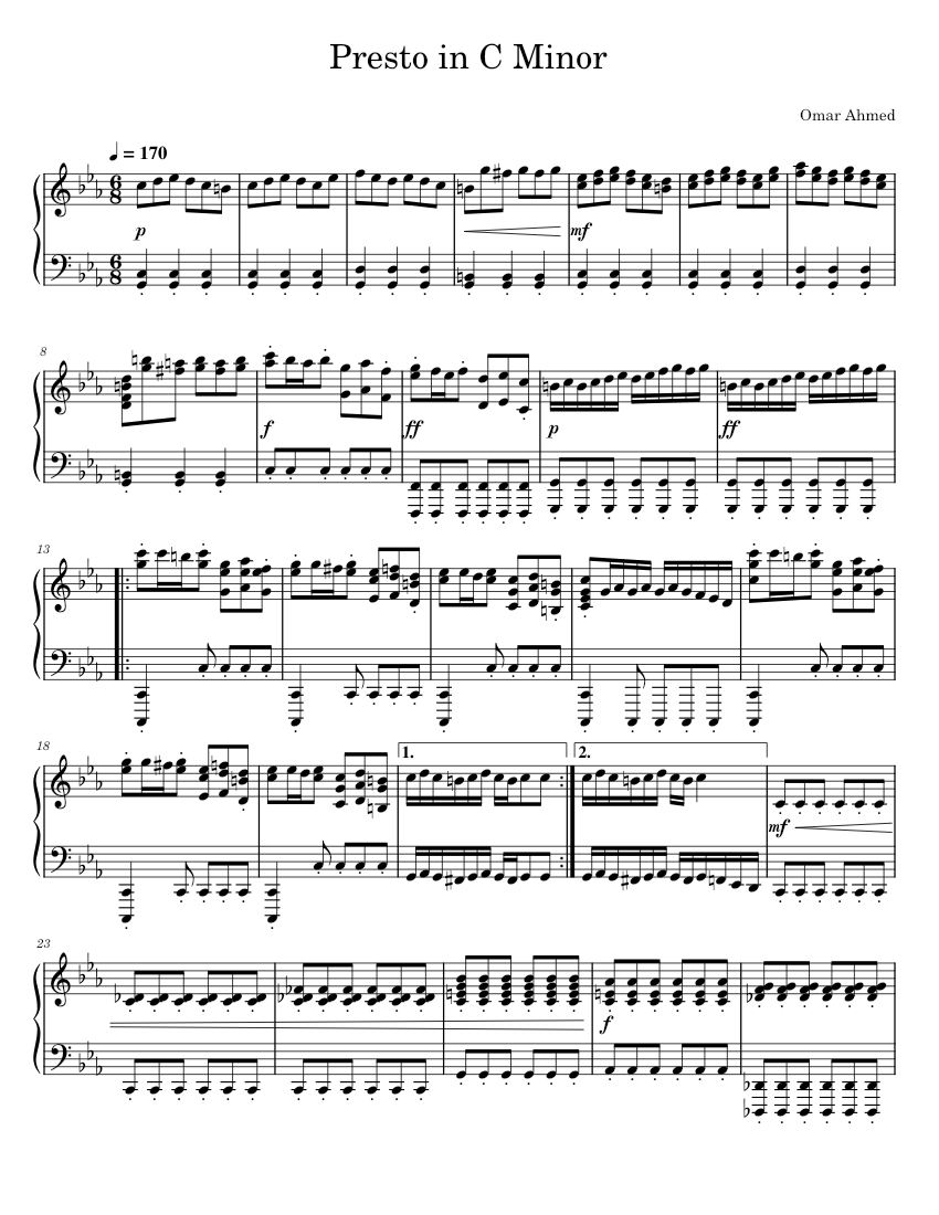Presto in C Minor Sheet music for Piano (Solo) | Musescore.com