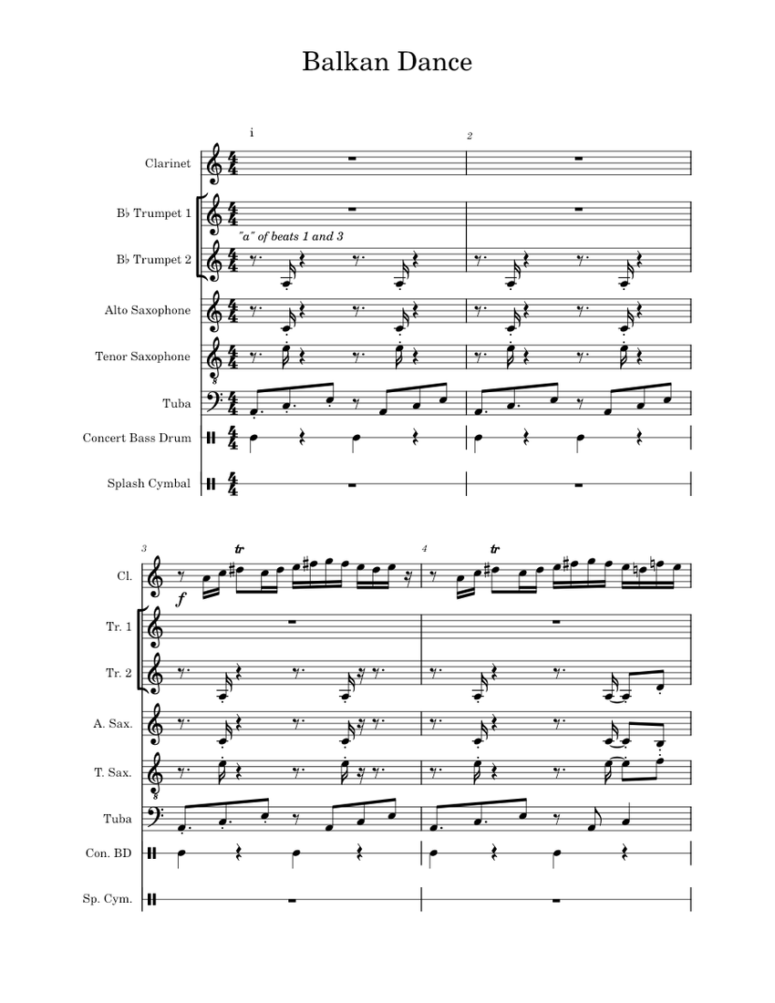 Balkan Dance Sheet music for Tuba, Saxophone alto, Saxophone tenor ...