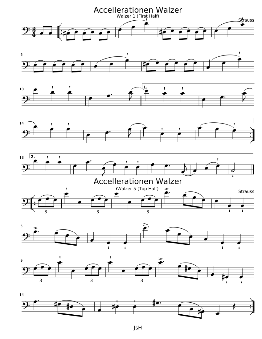 Accellerationen Walzer Sheet music for Cello (Solo) | Musescore.com