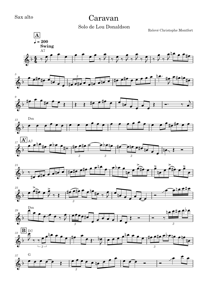 caravan (lou donaldson solo) Sheet Music for Saxophone alto (Solo ...