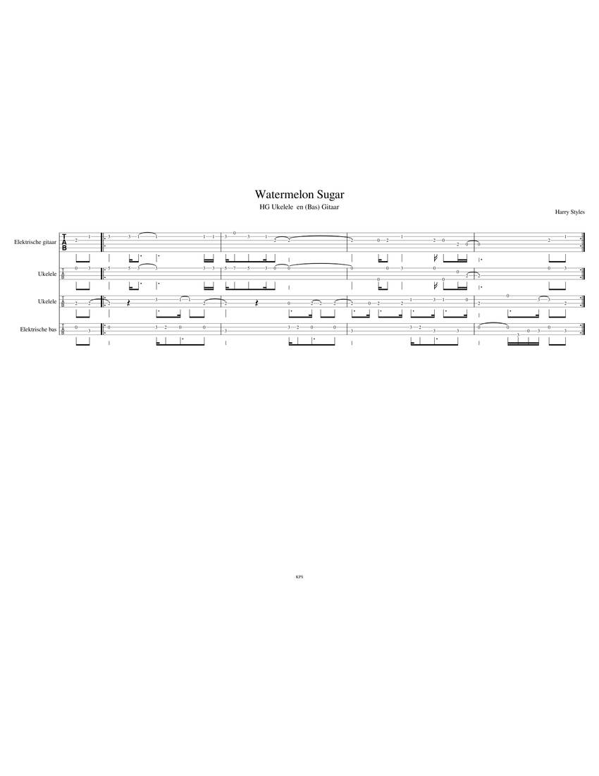 Watermelon Sugar Sheet music for Guitar, Bass, Ukulele (Mixed Quartet ...