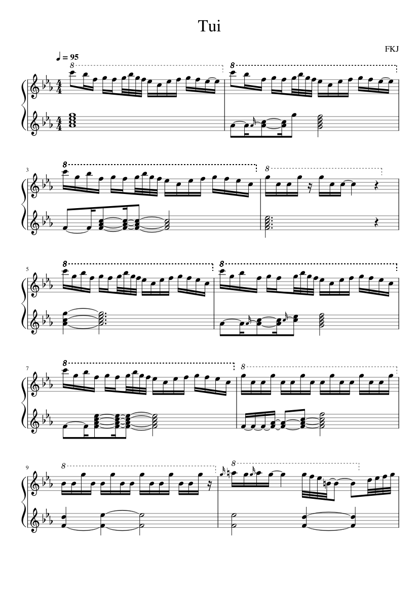 TUI – FKJ Tui Sheet Music for Piano (Solo) | MuseScore.com