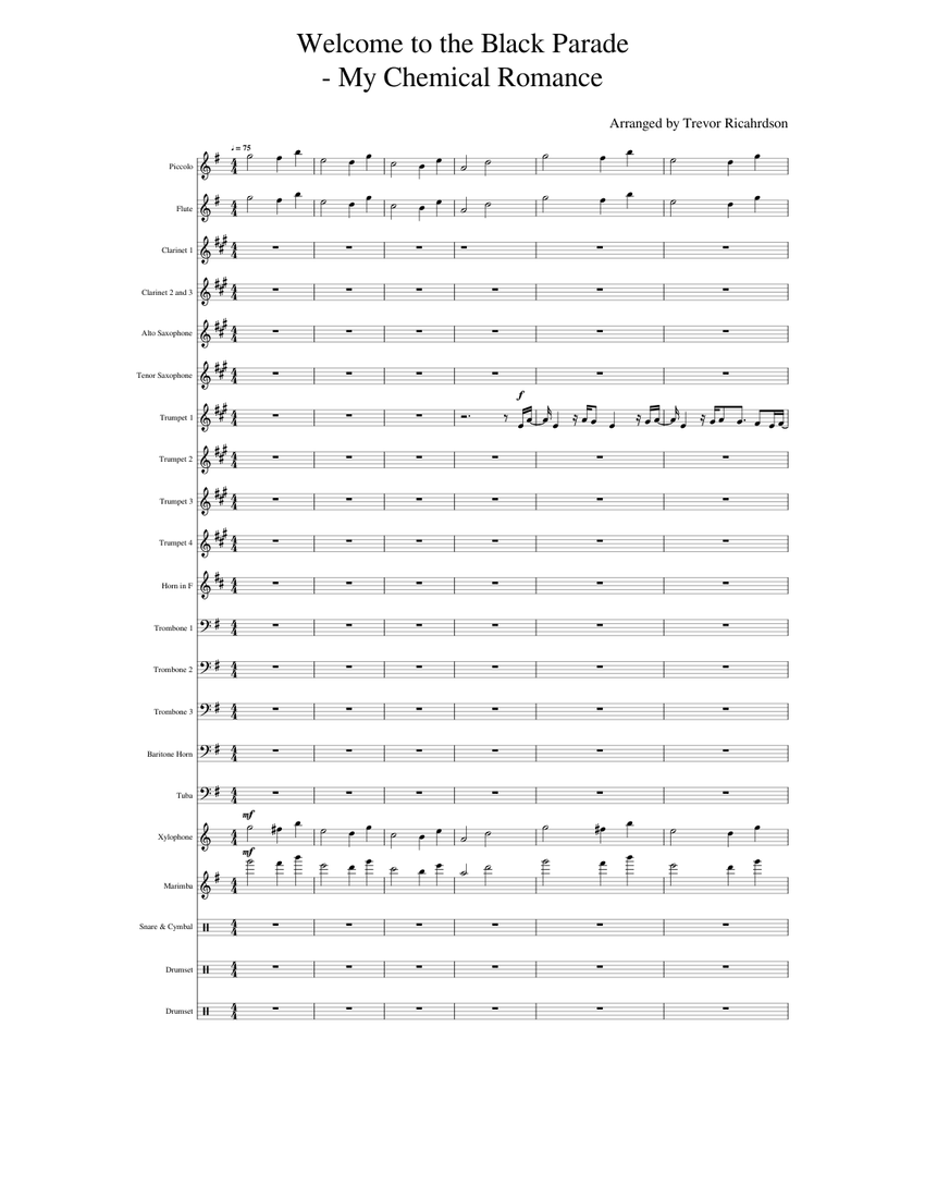 Welcome to the black parade - My Chemical Romance Sheet music for ...