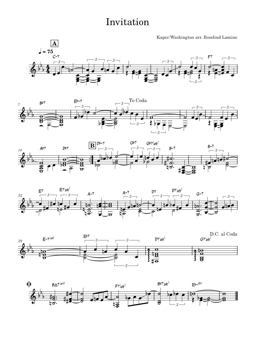 Invitation Sheet music for Bass guitar (Solo) | Musescore.com